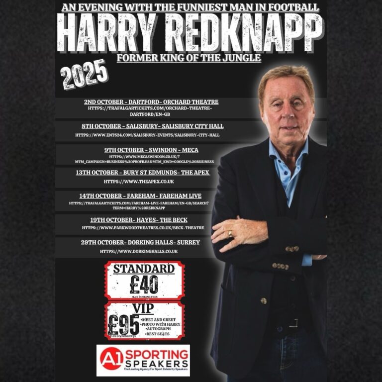 An Evening with Harry Redknapp, Former King of the Jungle – NEW Dates ...